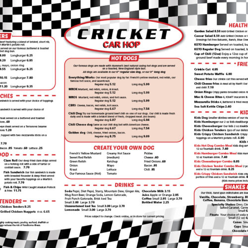 Take Out Menu - Cricket Car Hop